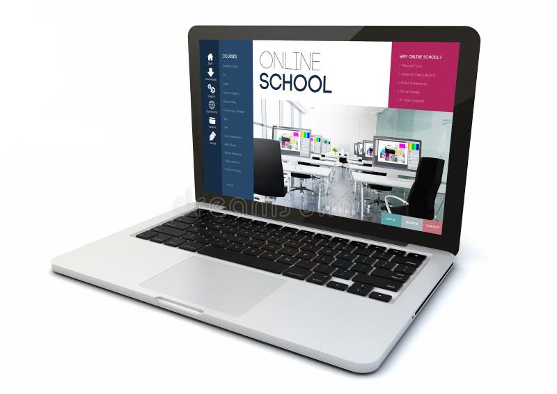 Laptop online school stock image. Image of elearning - 109989215