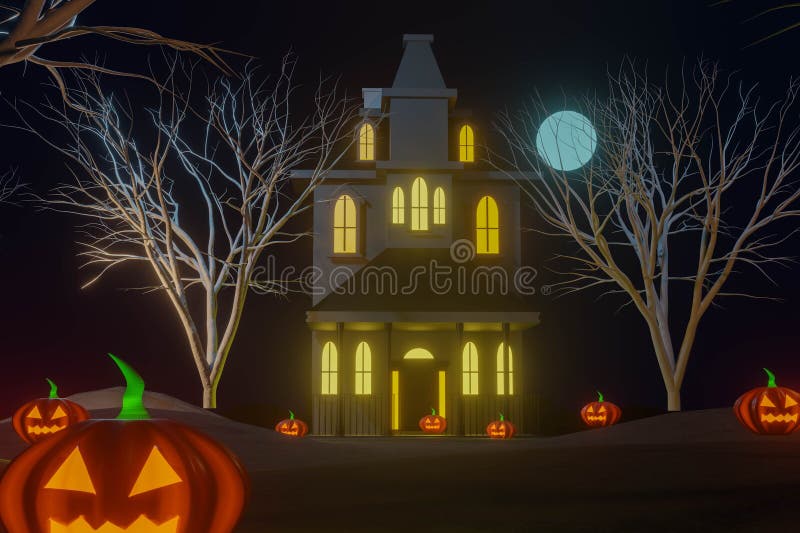 Render 3d Scene from Hallowen Stock Illustration - Illustration of ...