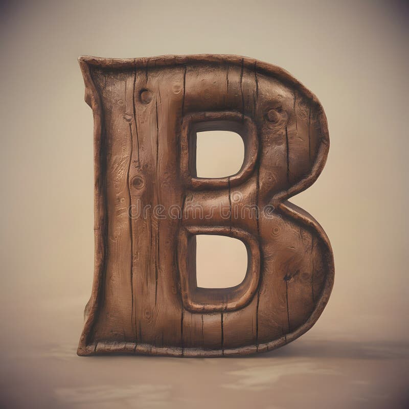 Render a 3D View of the Letter B with a Wood Texture Ai Generate. Stock ...