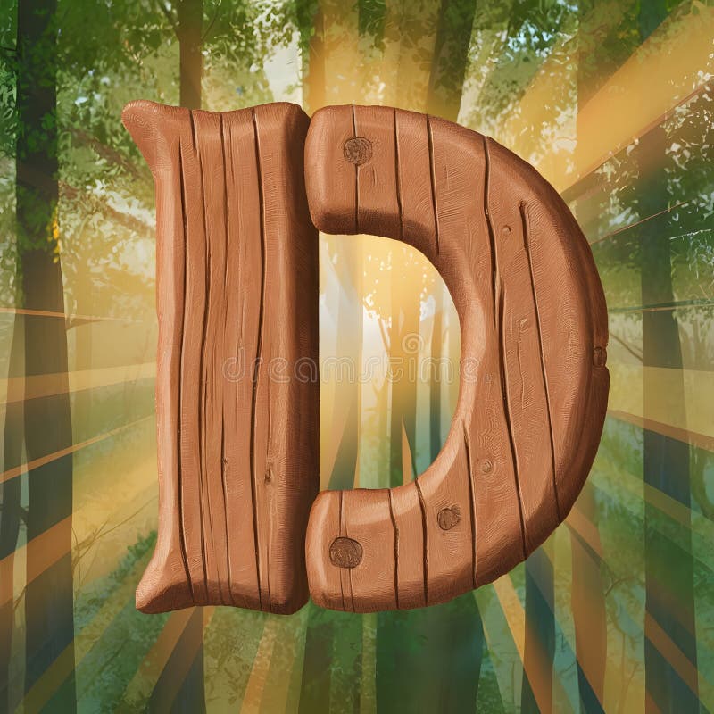 Render a 3D View of the Letter D with a Wood Texture Ai Generate. Stock ...