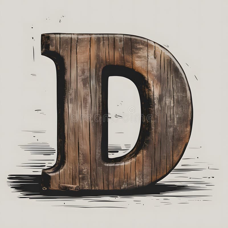 Render a 3D View of the Letter D with a Wood Texture Ai Generate. Stock ...