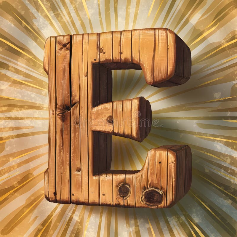 Render a 3D View of the Letter E with a Wood Texture Ai Generate. Stock ...
