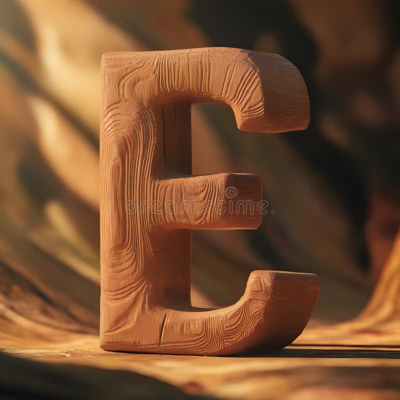 Render a 3D View of the Letter E with a Wood Texture Ai Generate. Stock ...