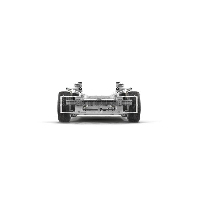Render Of Electric Car Chassis Isolated On White. 3D Illustration Stock ...