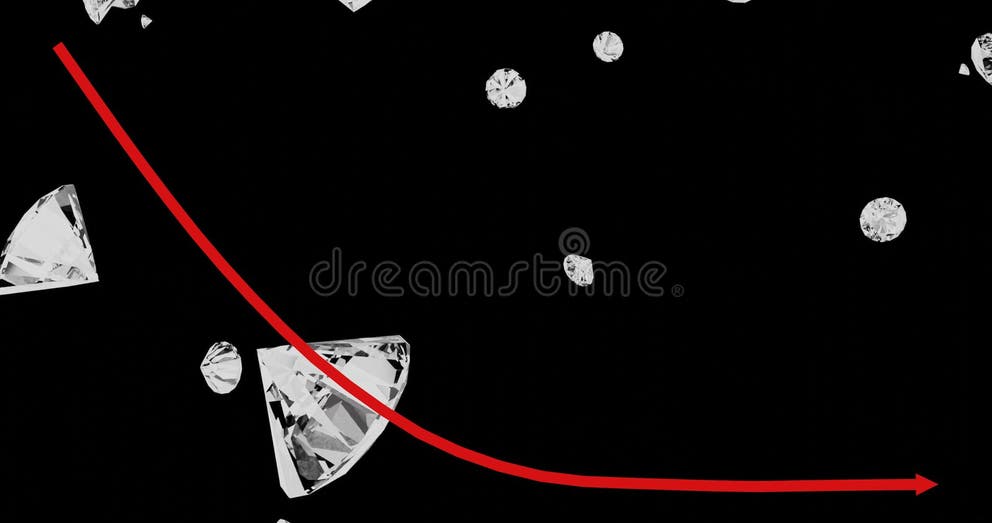 Render of a Falling Graph of Diamonds Stock Illustration - Illustration ...