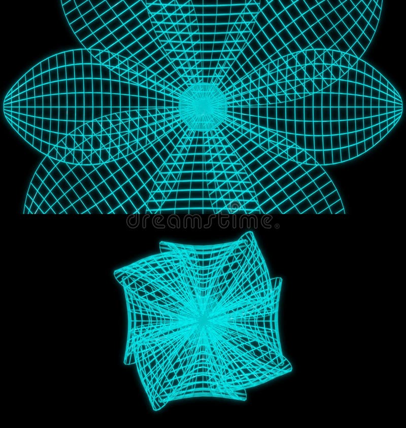 Render with a Flower from a Glowing Blue Mesh Stock Illustration ...