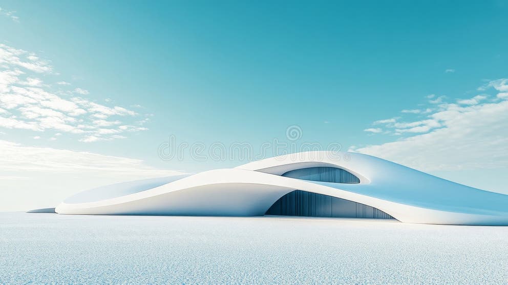 Render of a Futuristic White Building Under a Sunny Sky Stock Photo ...