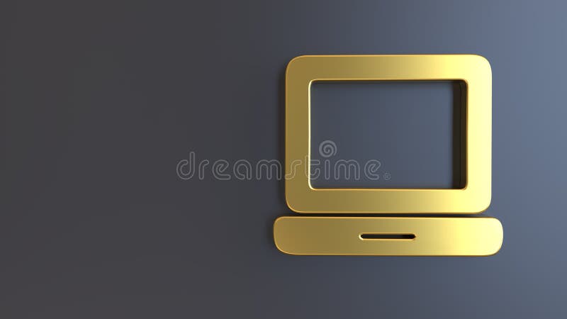 3d Render Golden Computer Symbol Stock Illustration - Illustration of ...
