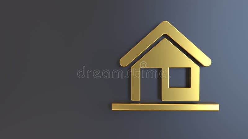 3d Render Golden Symbol House Stock Illustration - Illustration of ...