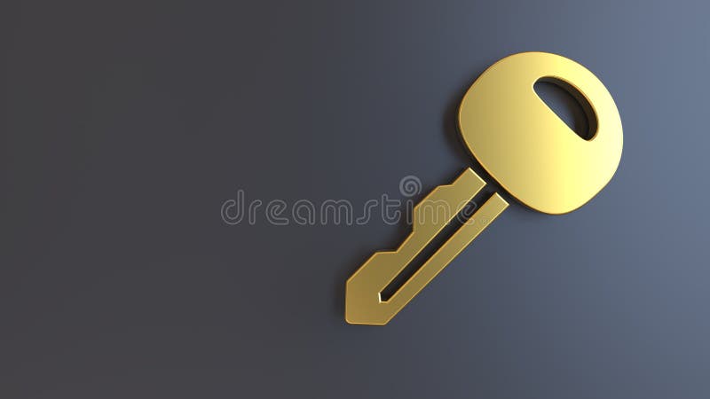 3d Render Golden Symbol Key Stock Illustration - Illustration of ...