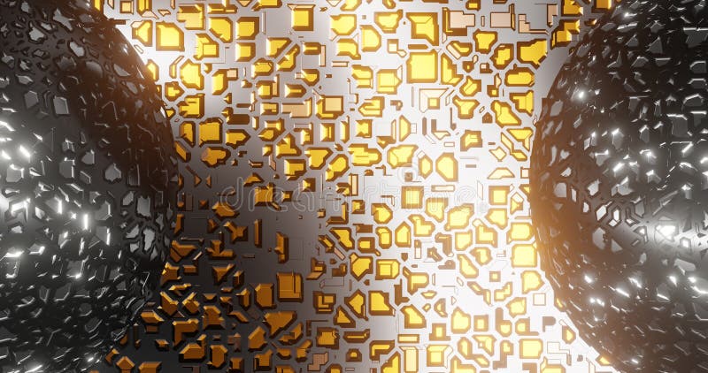 Render with Golden Techno Background with Balls Stock Illustration ...