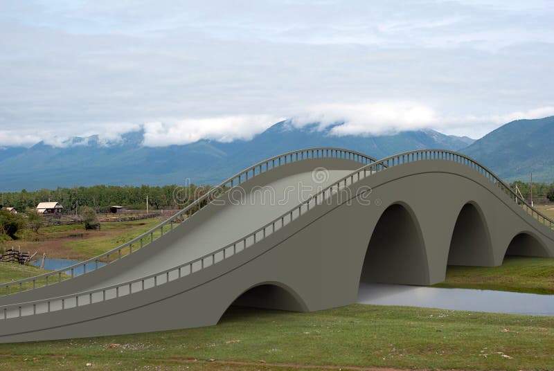 Render Illustration Architecture Bridge Stock Photo - Image of building ...