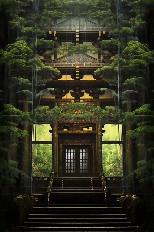 Render of Japanese Temple in the Middle of the Forest Stock ...