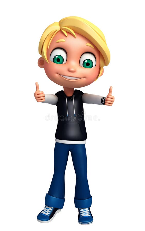 Render of Little Boy Thumbs Up Pose Stock Illustration - Illustration ...