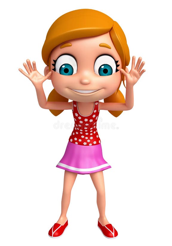 Render of Little Girl with Funny Pose Stock Illustration - Illustration ... Render of Little Girl with Funny Pose Stock Illustration - Illustration ...