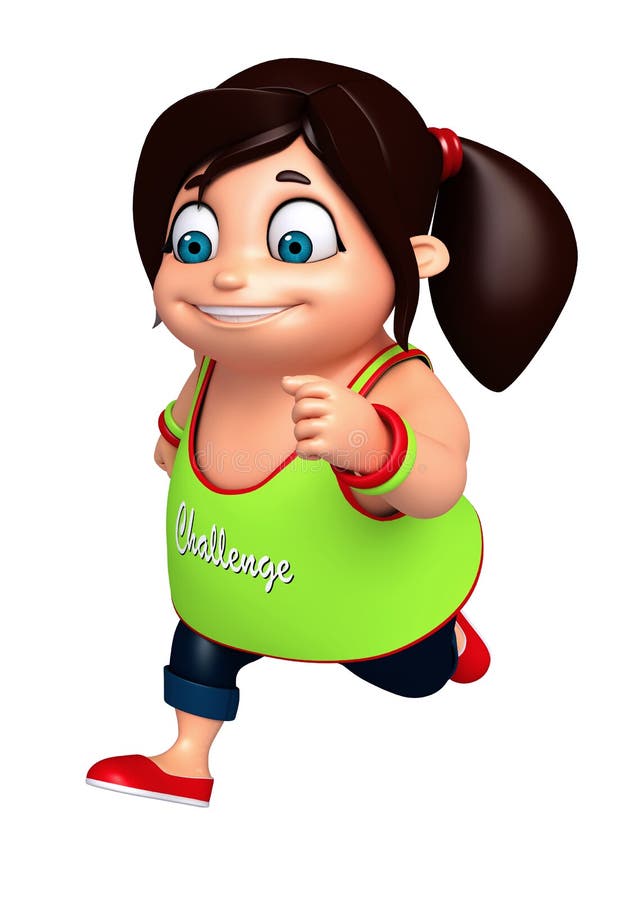 Render of Little Girl Running Pose Stock Illustration - Illustration of ...