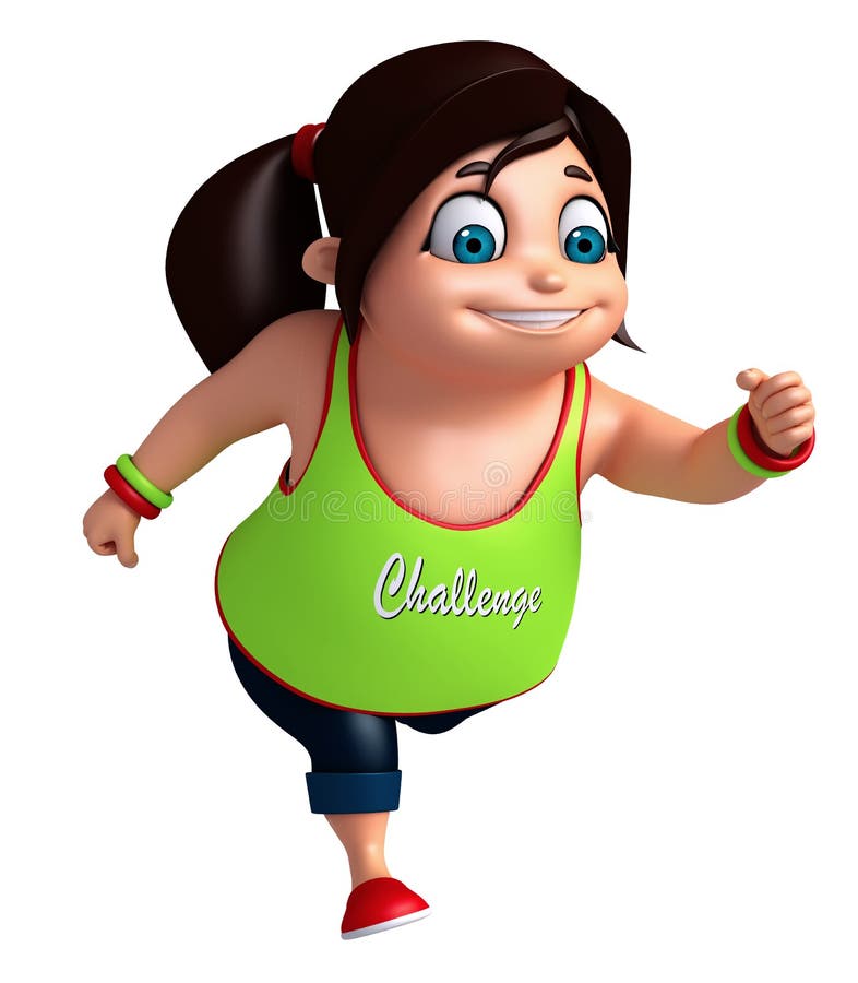Render of Little Girl Running Pose Stock Illustration - Illustration of ...