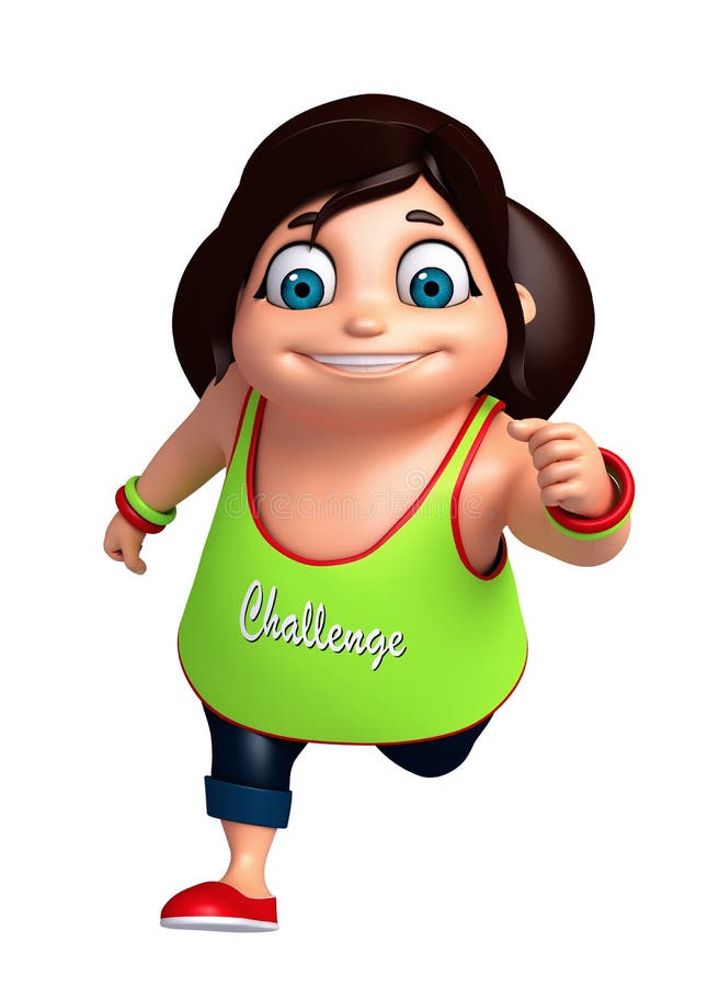 Render of Little Girl Running Pose Stock Illustration - Illustration of ...