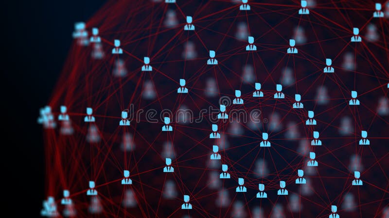 Modern Background from User Sign Connected by Lines of Red Colors into ...