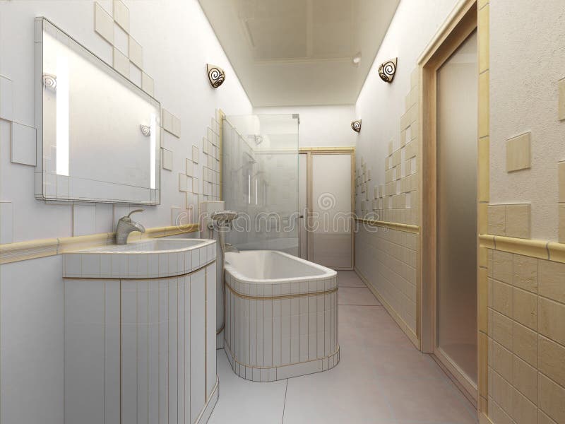 Render of a Modern Bathroom Interior Design Stock Image - Image of ...