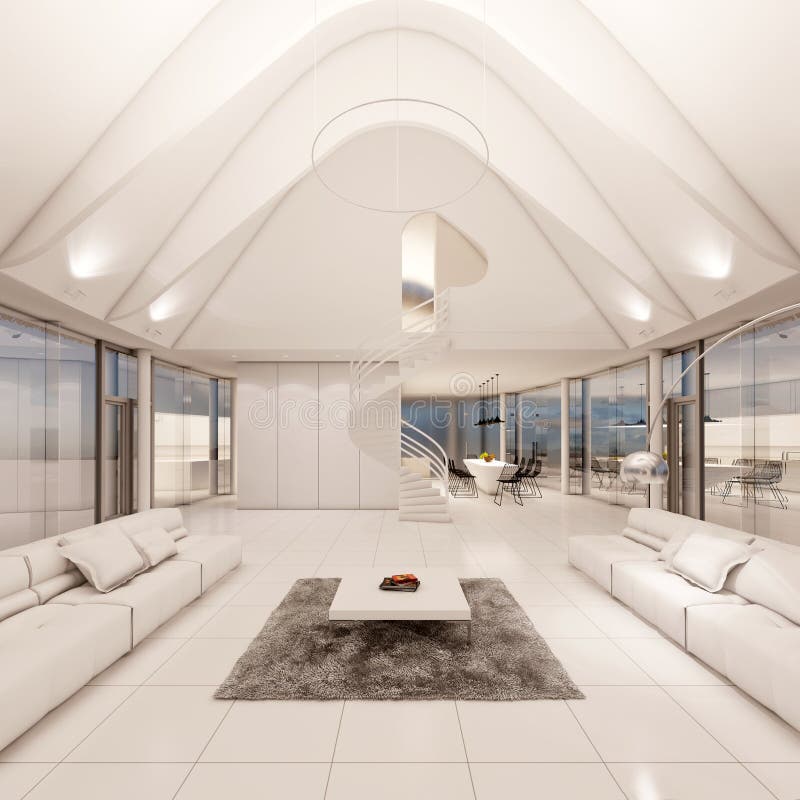 Render Modern Interior of House Stock Illustration - Illustration of ...