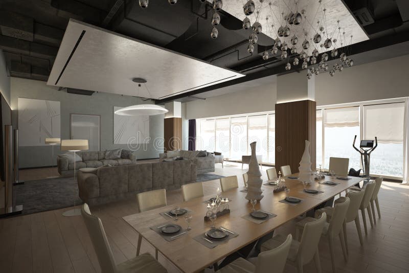 Render of the Modern Lounge Zone Stock Illustration - Illustration of ...