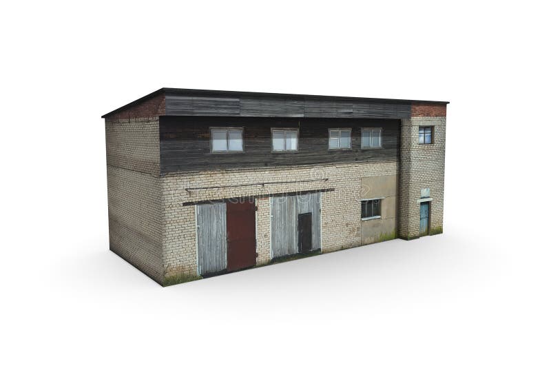 Render of an Old Ruined Building on a White Background Stock ...