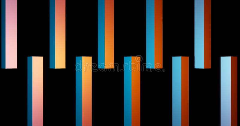 Render with Orange and Blue Rectangles on Black Background Stock ...