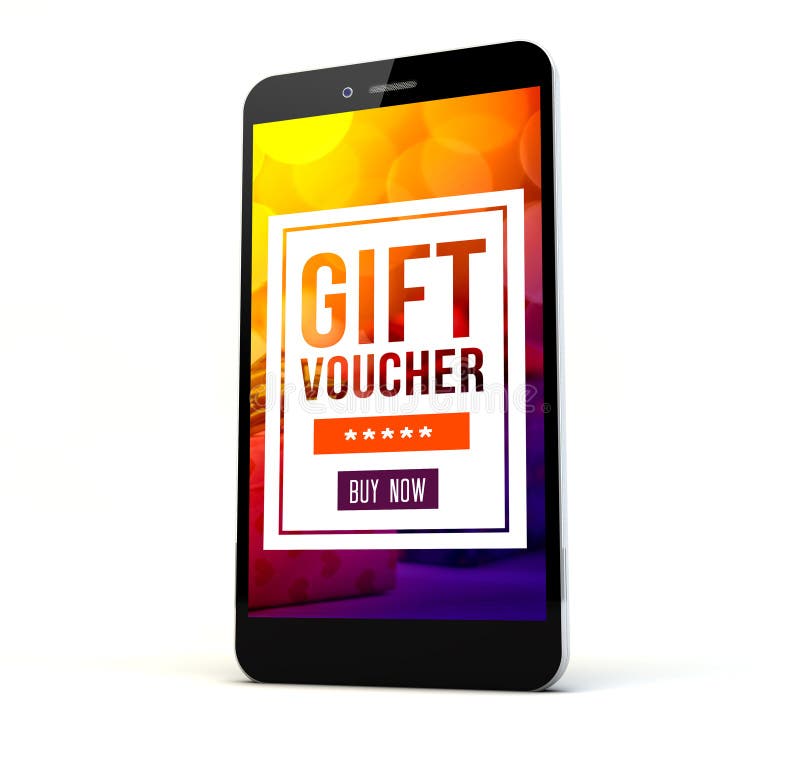Gift voucher phone stock illustration. Illustration of digital - 105052554