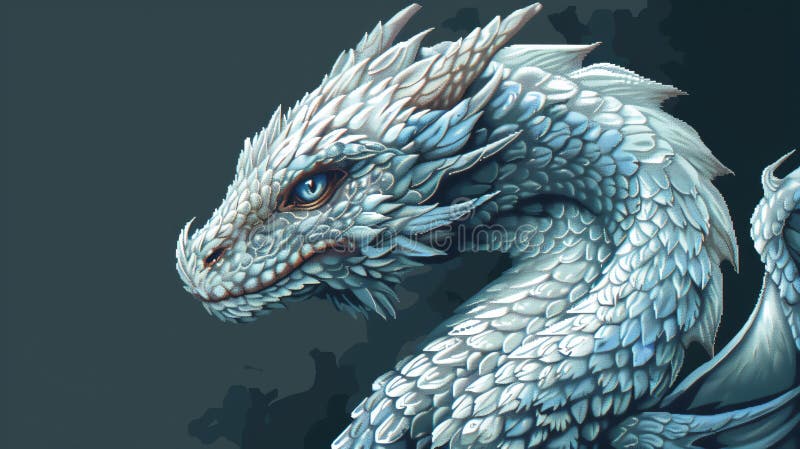 Render a Pixel Art Image of a Quicksilver Dragon in a Frontal View ...