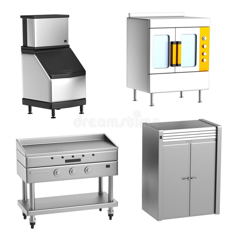 3d Render of Professional Restaurant Kitchen Inter Stock Illustration ...