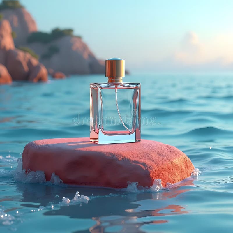 Serenity in Silver: a Luxurious Scent Bottle Resting on Red Sandstone ...