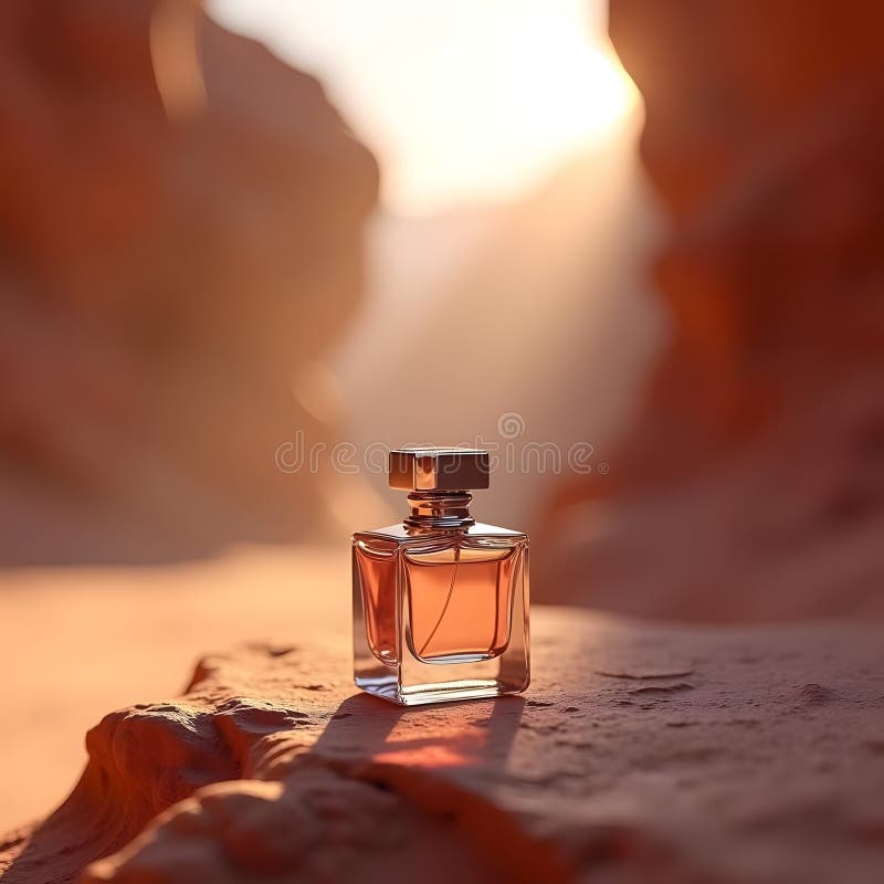 Silvery Elegance: a Luxurious Scent Bottle in Sunlit Canyon Stock ...