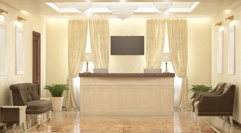 Render of the Reception Hall Stock Illustration - Illustration of ...