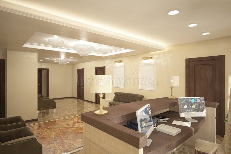 Render of the Reception Hall Stock Illustration - Illustration of ...