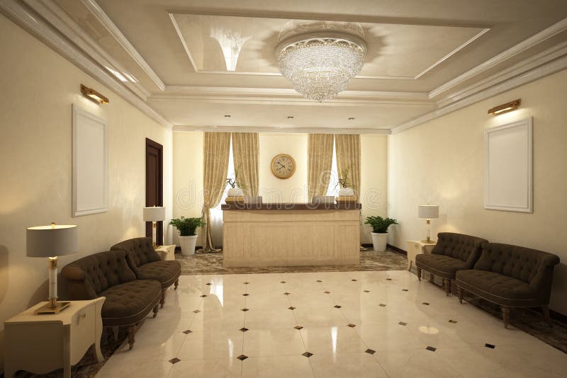 Render of the Reception Hall Stock Illustration - Illustration of ...