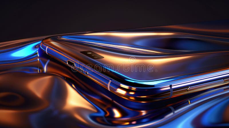 A Render of a Science Fiction Smartphone with a Shiny Iridescent Body ...
