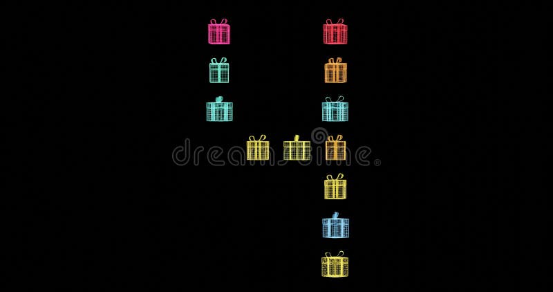Render with a Set of Numbers from Gift Boxes on Black Stock Video ...