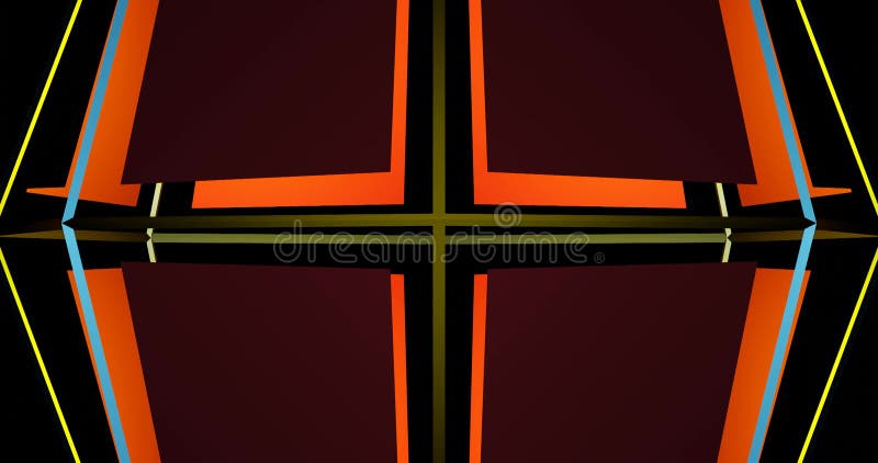 Render with Simple Geometry in Red, Yellow and Orange on a Black ...
