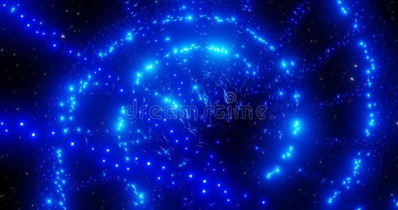 Render with Sparkling Blue Spiral of Balls in Space Stock Illustration ...