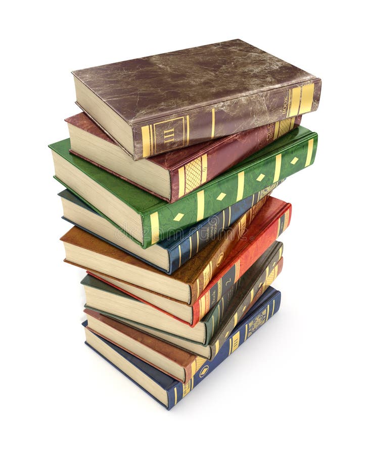 Render of Stack Old Colorful School Books Stock Illustration ...