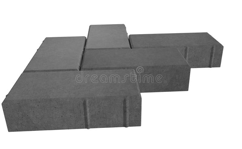 Render of Three Black Lock Paving Bricks. Isolated on White Background ...
