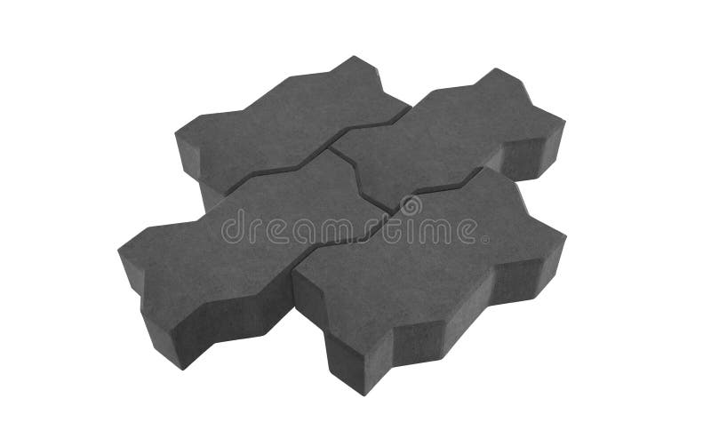 Render Of Three Black Lock Paving Bricks. Isolated On White Background ...