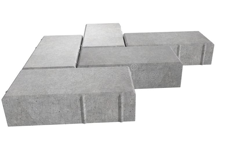 Render of Three Grey Lock Paving Bricks. Isolated on White Background ...