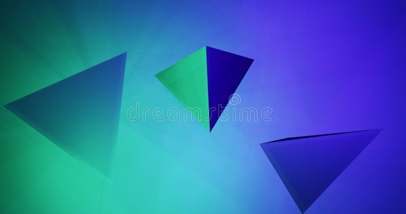 Render with Triangles in Blue and Green Light Stock Illustration ...