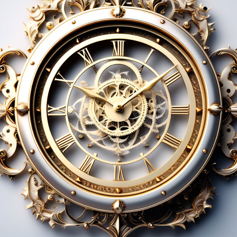 Render a Vintage Inspired Clock with Intricate Floral Patterns on Its ...