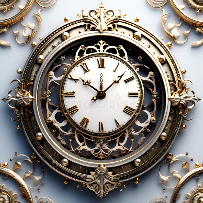 Render a Vintage Inspired Clock with Intricate Floral Patterns on Its ...