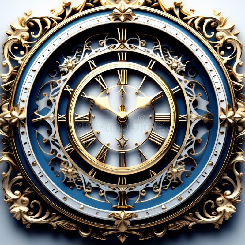 Render a Vintage Inspired Clock with Intricate Floral Patterns on Its ...