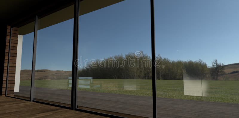 Visualization of the Landscape View from the High Tech House Window ...