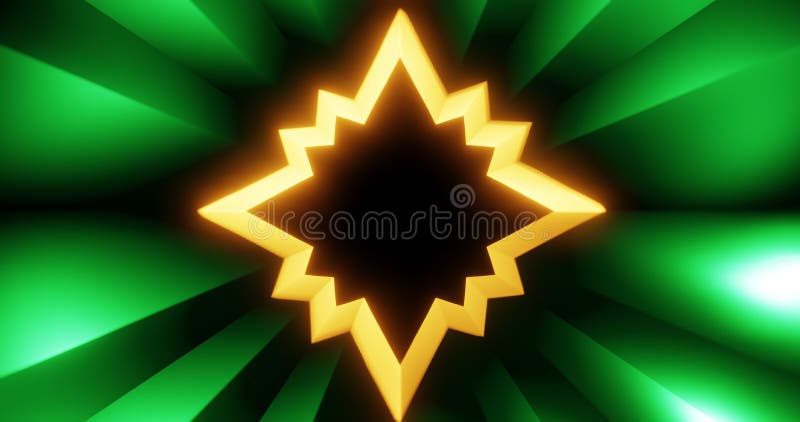 Render with a Yellow Glowing Star with Green Stripes Stock Illustration ...